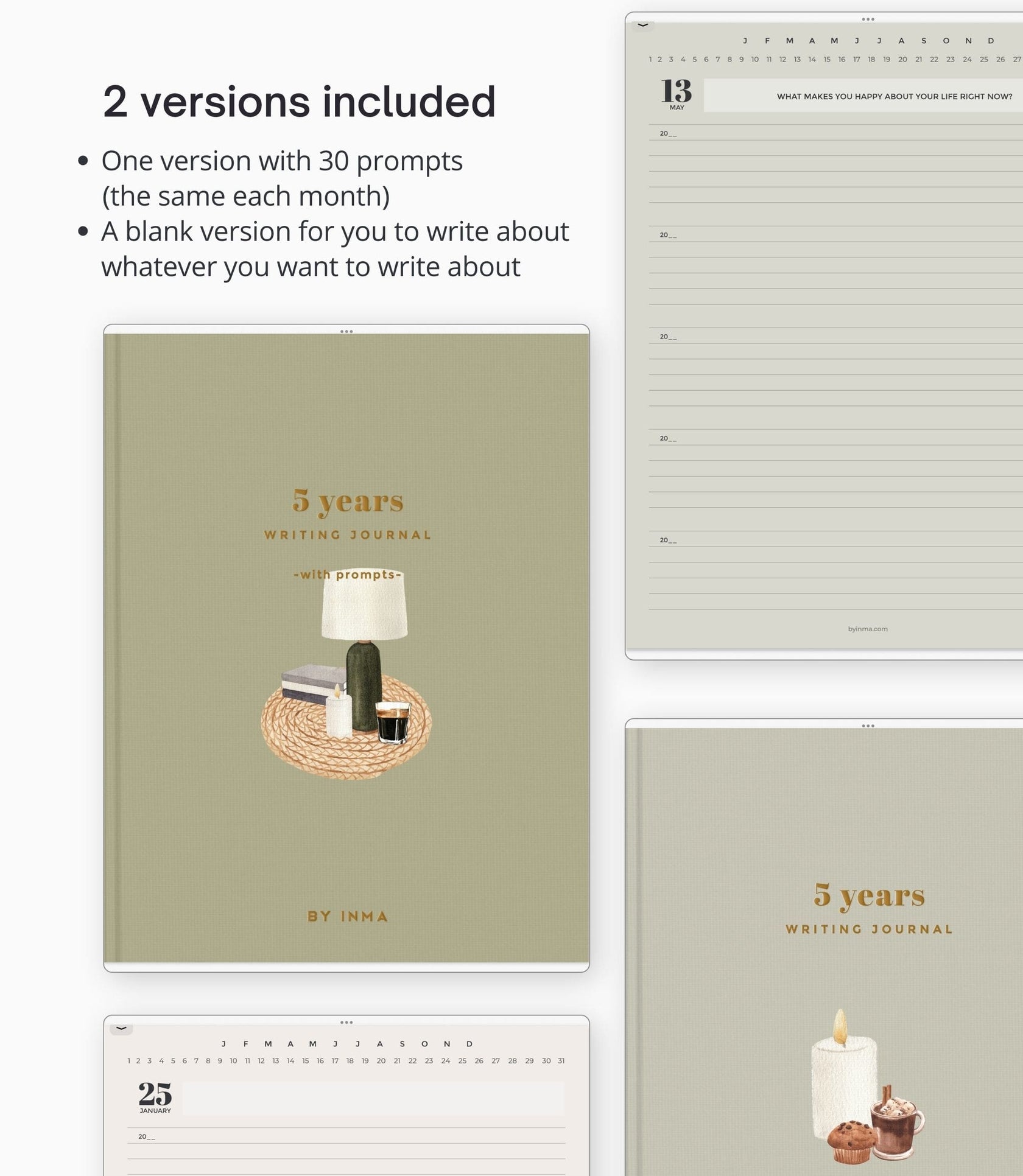 5-year digital journal iPad - 365 writing prompts book - BY INMA – By Inma