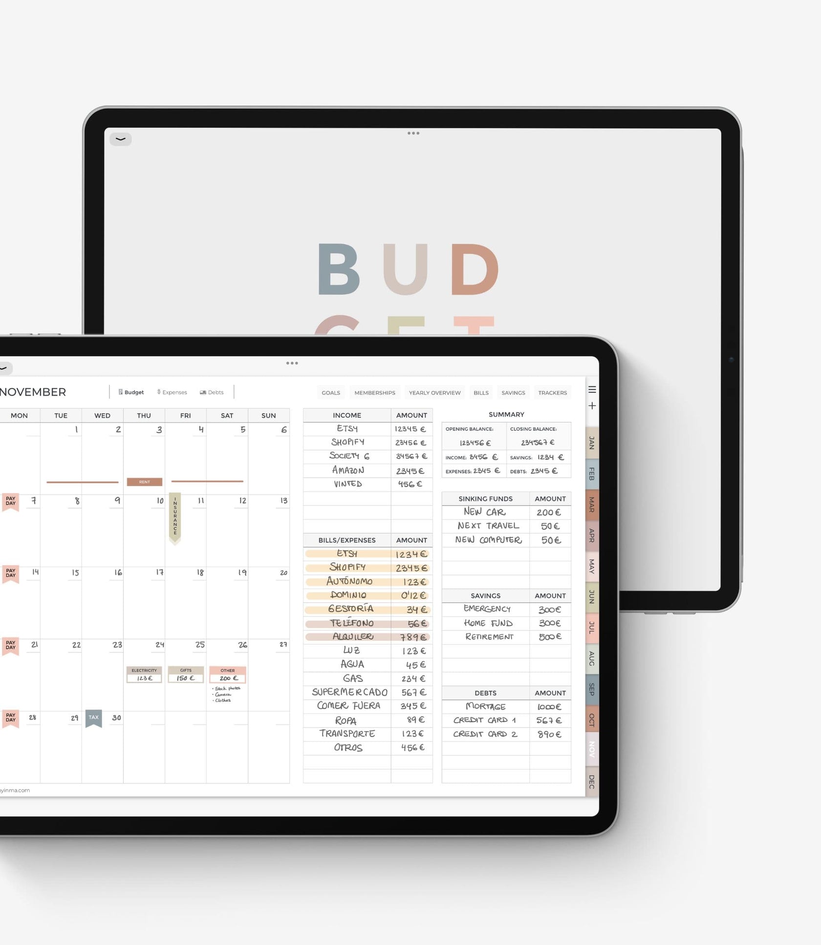 Digital budget and finance planner template for iPad - BY INMA – By Inma