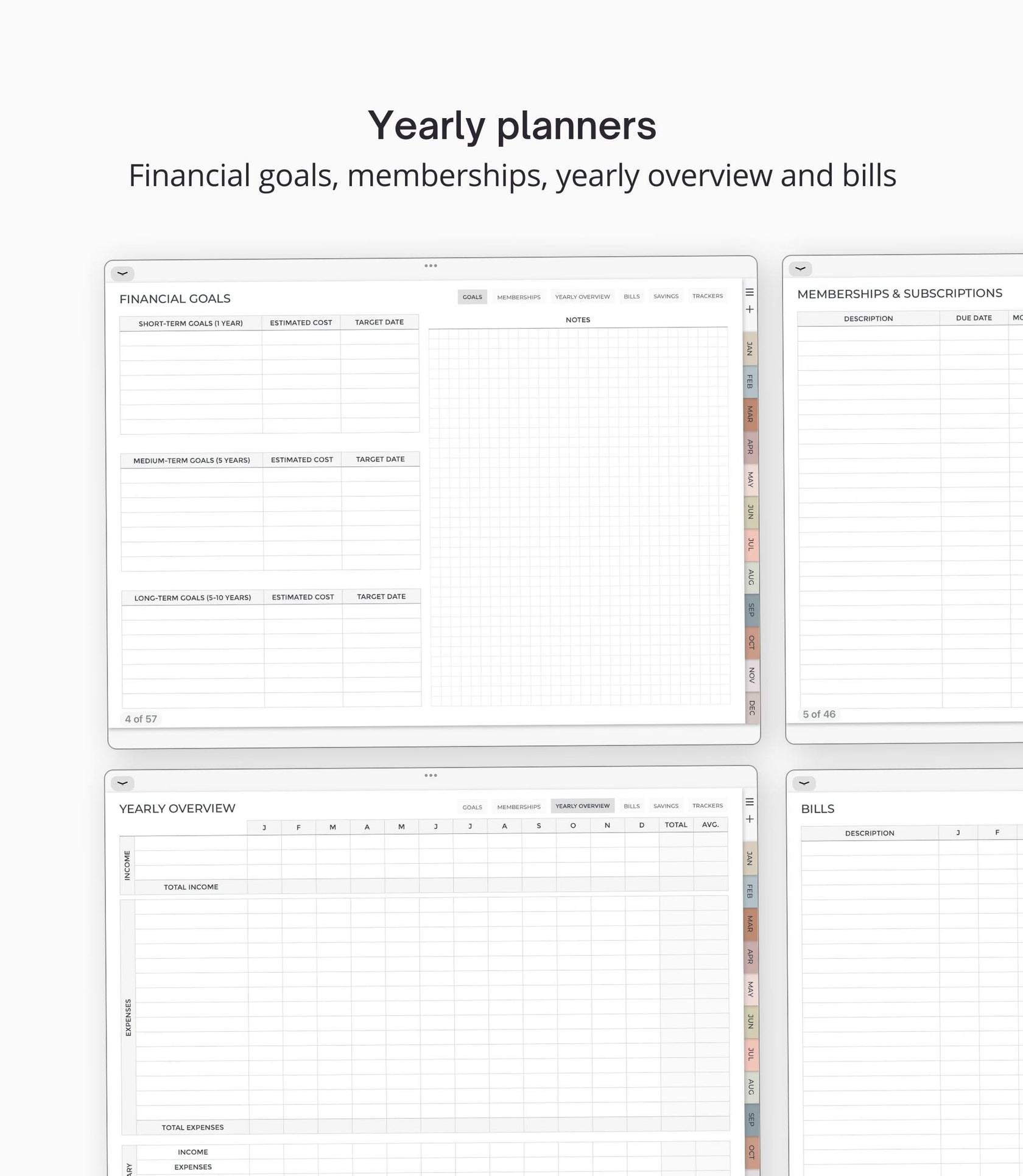 Digital budget and finance planner template for iPad - BY INMA – By Inma