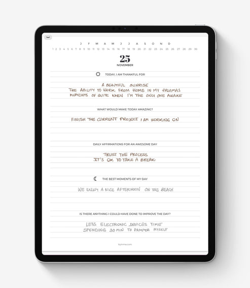 Digital gratitude journal for iPad - 5 minute journal - BY INMA – By Inma