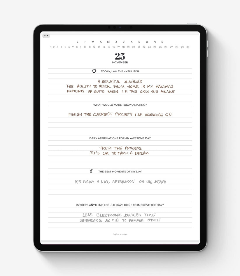 Digital gratitude journal for iPad - 5 minute journal - BY INMA – By Inma